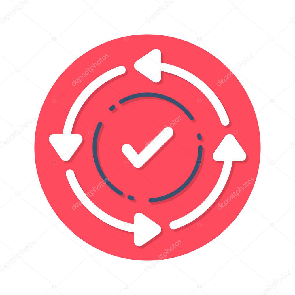 Compruebe la marca dentro del círculo que representa el concepto icono ...