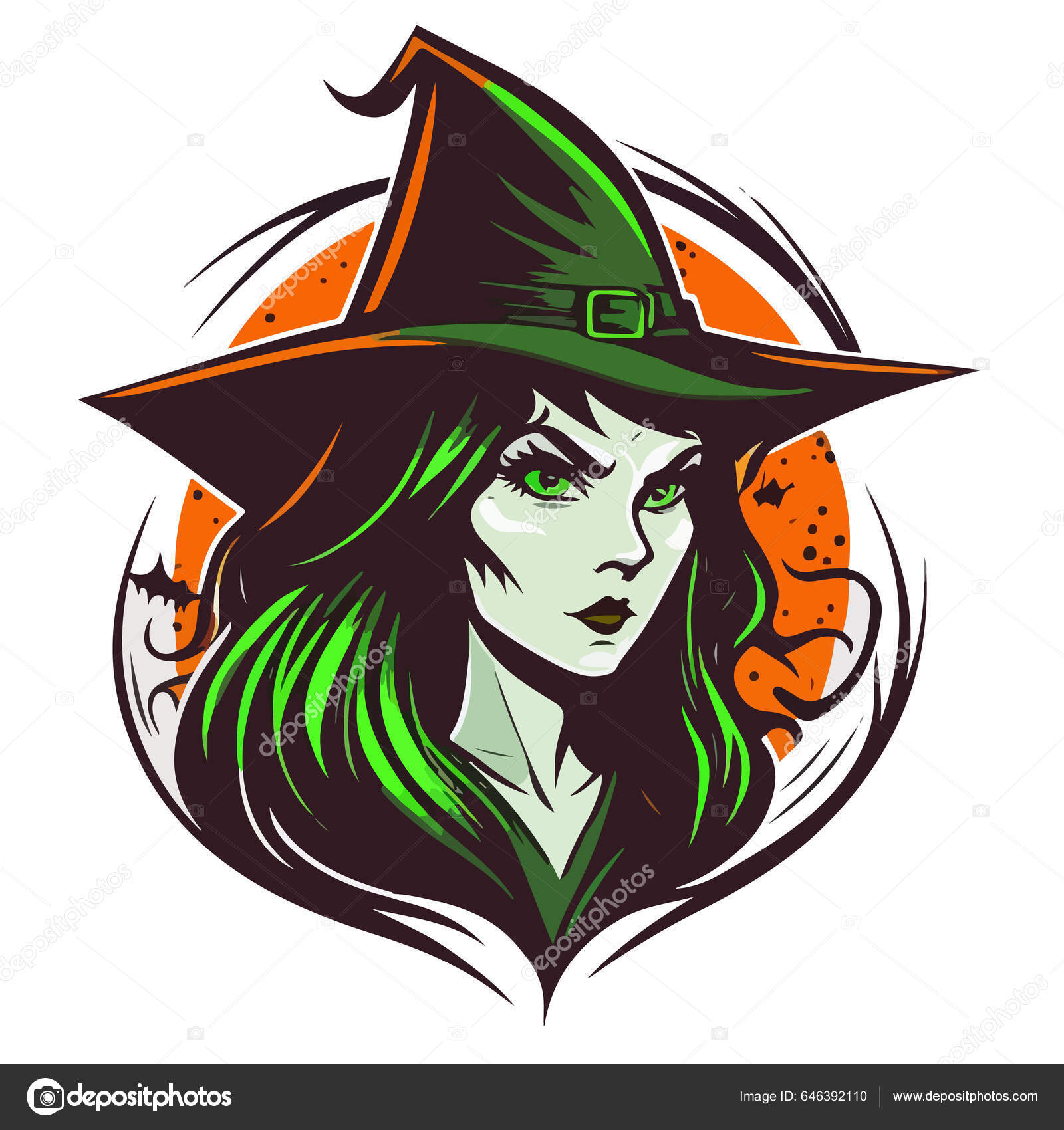 Cute Witch Cartoon Face
