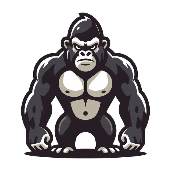Muscle Gorilla Ape Monkey Mascot Design Logo Vector Illustration ...