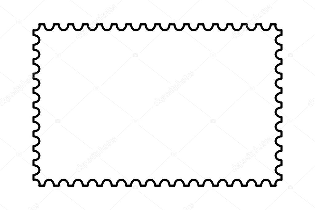 Postage stamp frame. Empty border template for postcards and letters. Blank rectangle and square ...