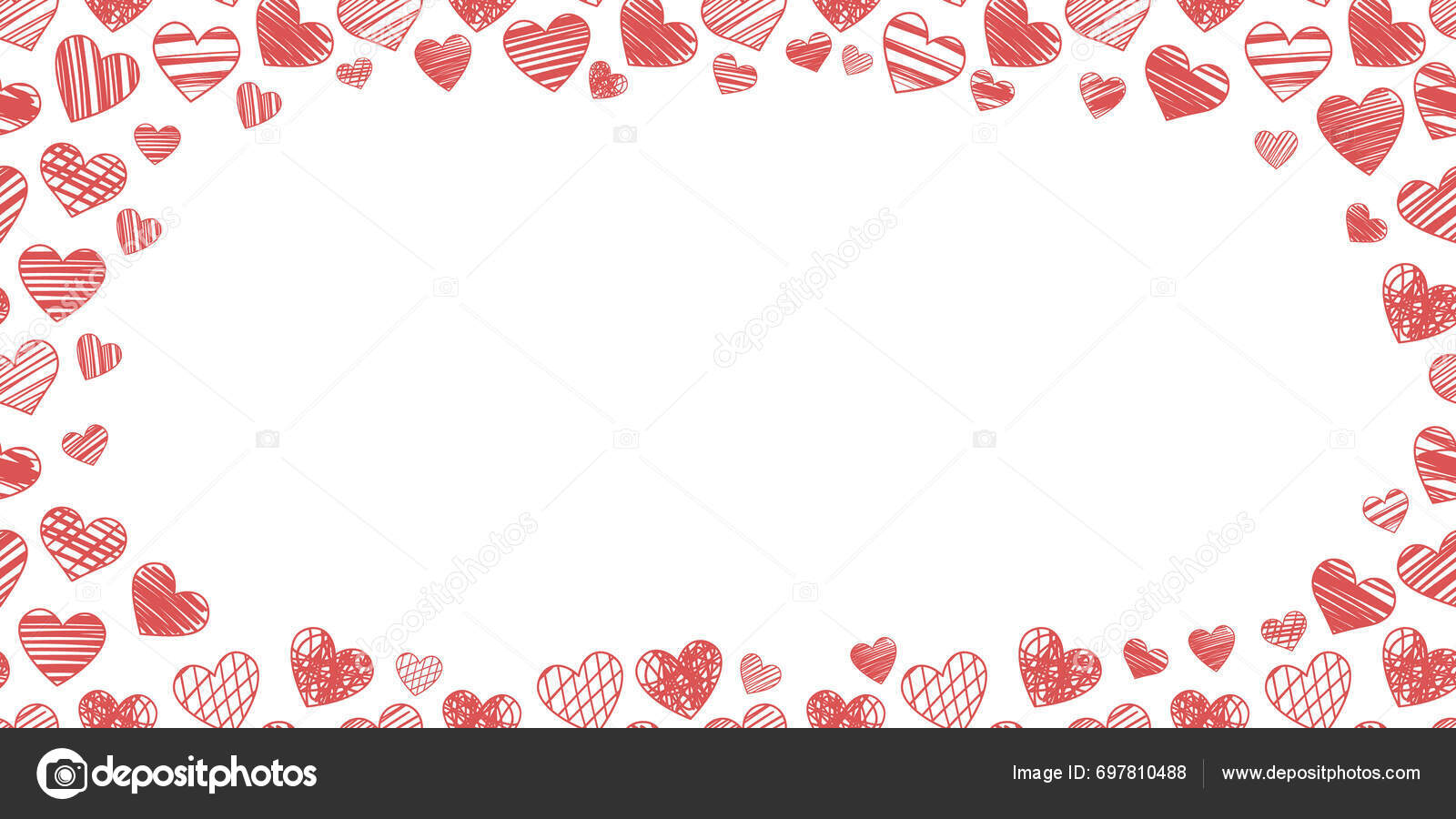 Hand Drawn Heart Frame Vector Border Design Valentine Day Celebration ...