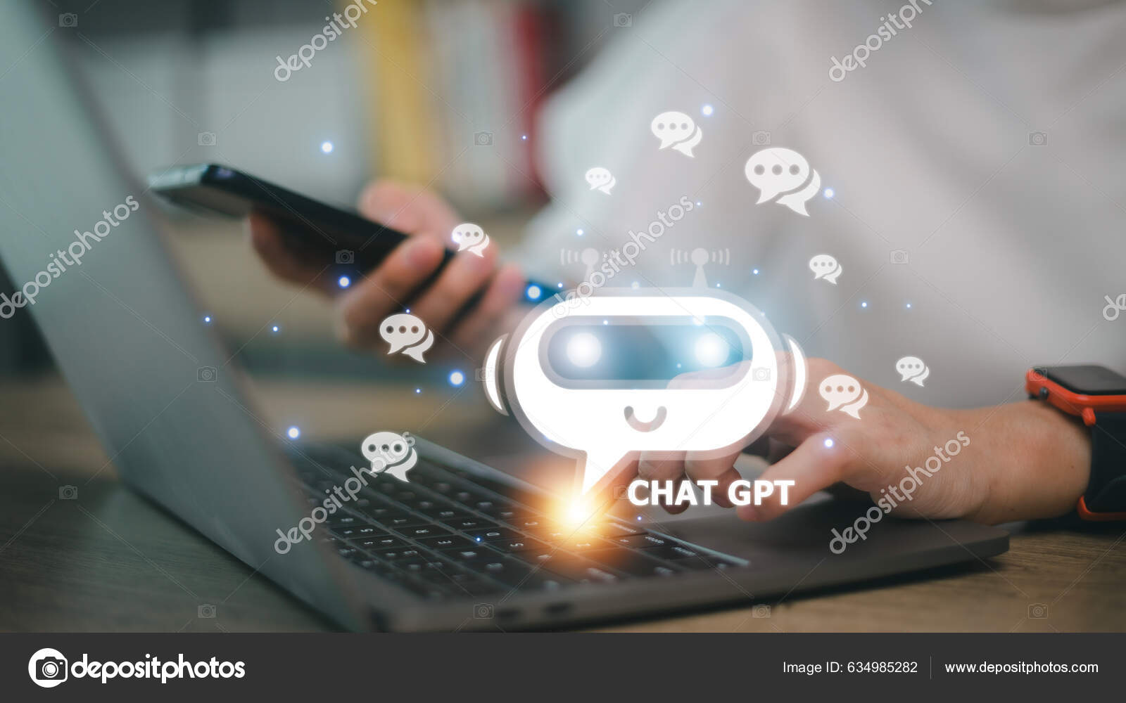 Chatgpt Chat Artificial Intelligence Woman Chatting Smart Artificial ...