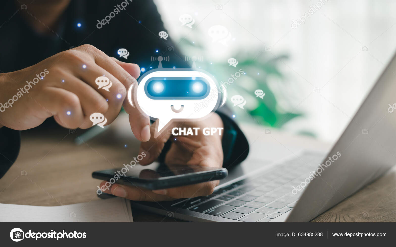 Chatgpt Chat Artificial Intelligence Man Chatting Smart Artificial ...