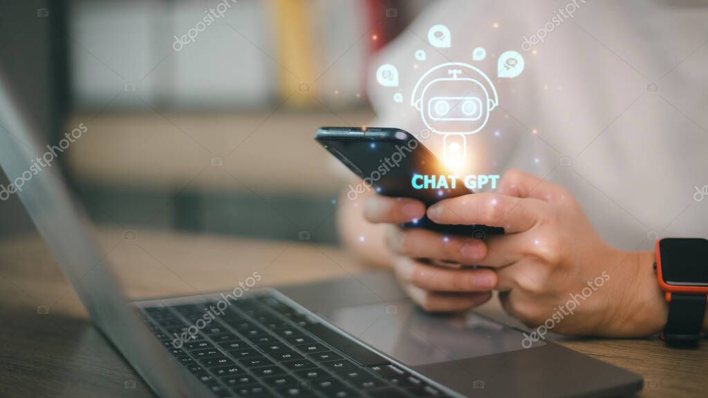 Digital chatbot, chat GPT, robot application, conversation assistant ...