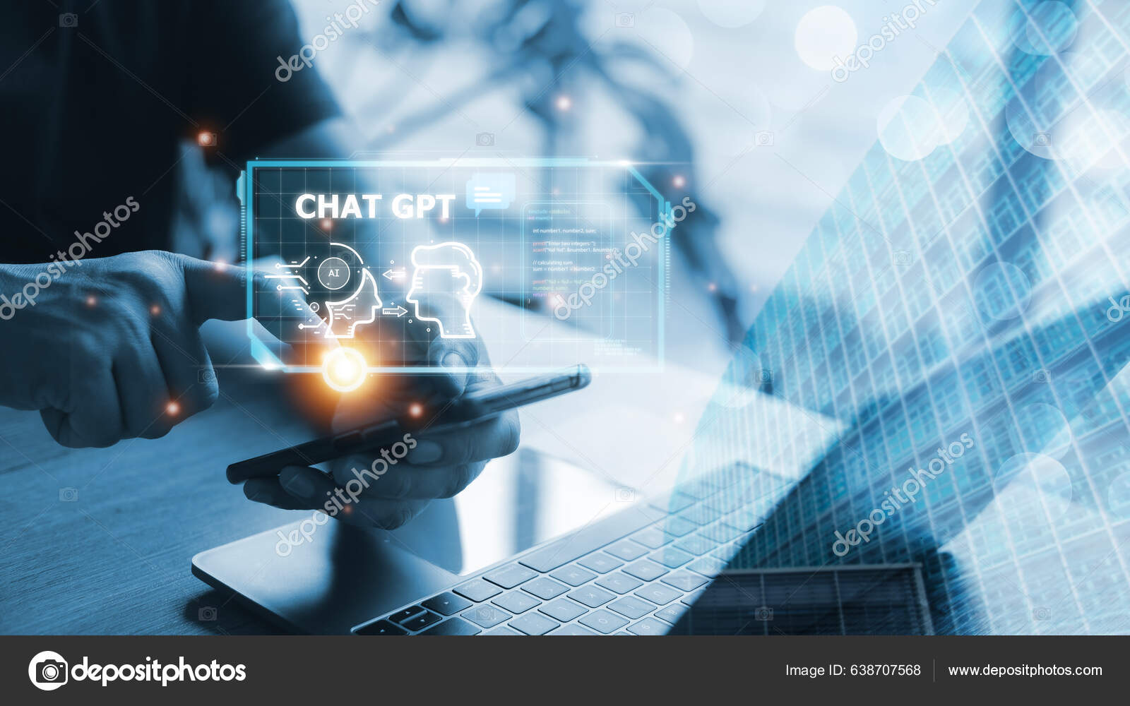 Chatbot Chat Artificial Intelligence Man Using Technology Smart Robot ...