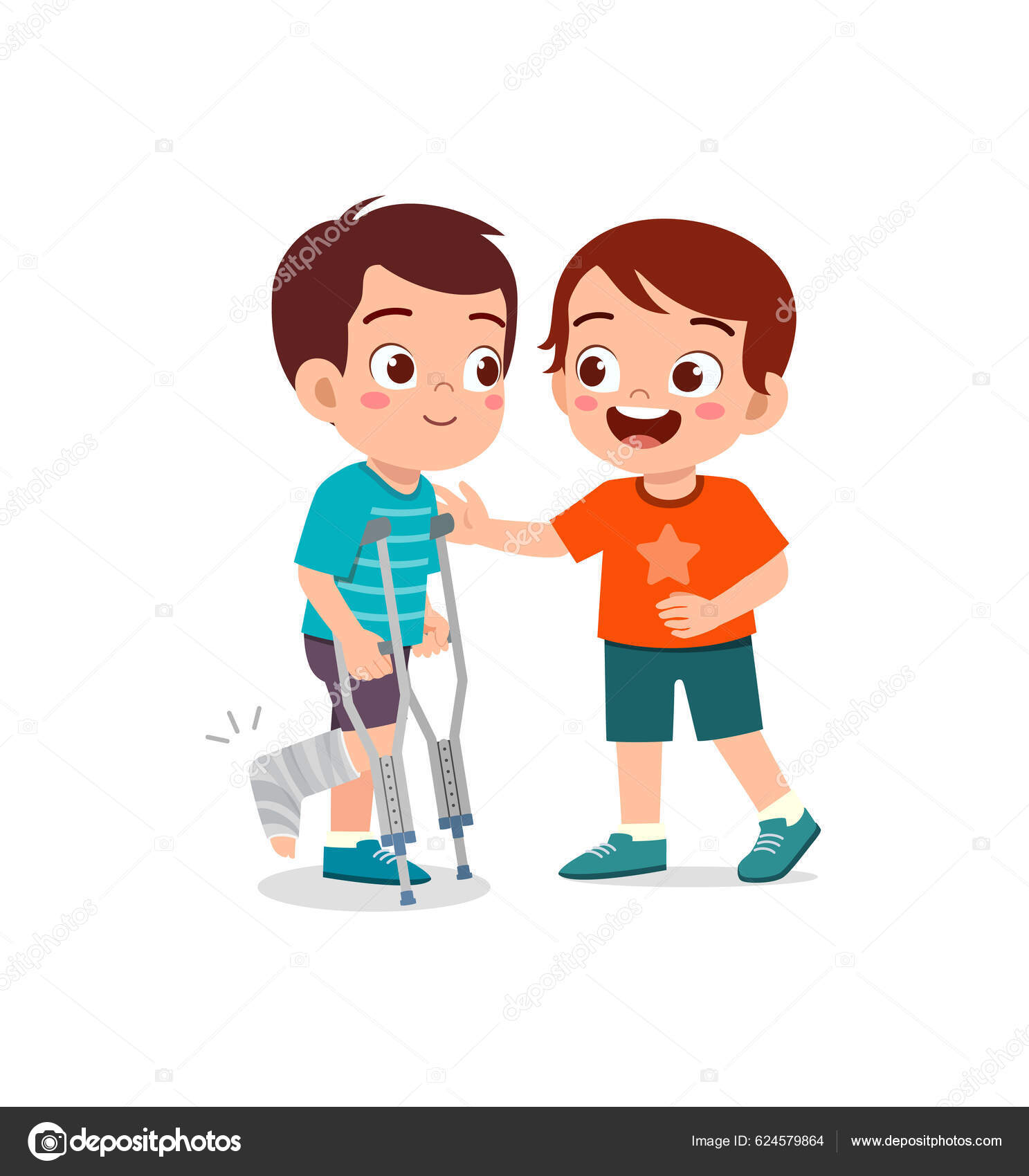 Little Kid Got Accident Friend Help Console Stock Vector by ...