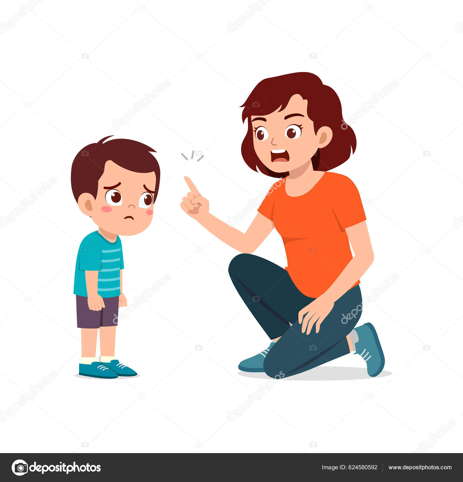 Mãe Com Raiva Criança Por Causa Atitude Vetor de ©colorfuelstudio 624580592