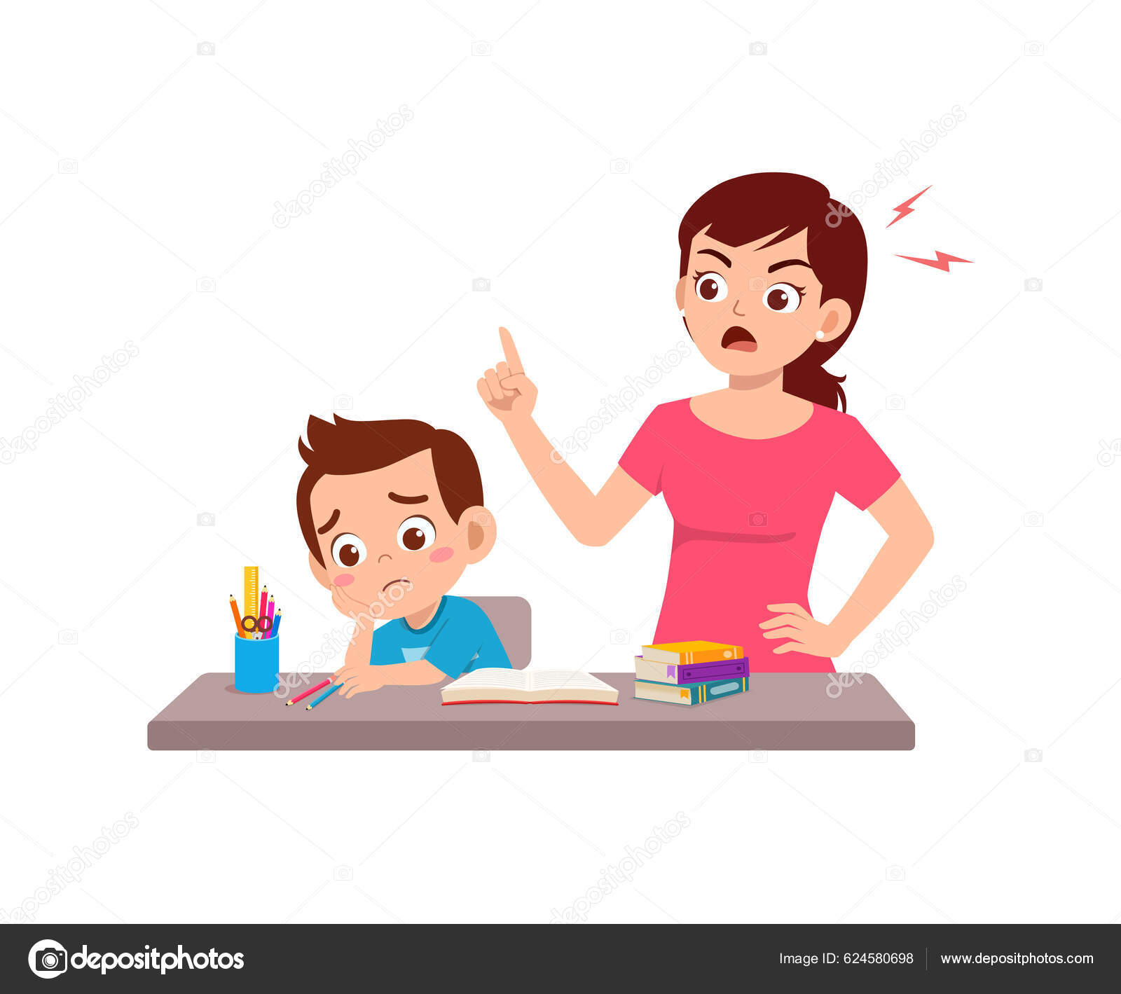 Mother Angry Kid Because Fail Exam Stock Vector by ©colorfuelstudio ...