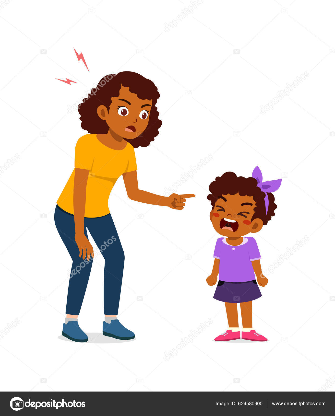 Madre Enojada Niño Gritar Tan Fuerte Vector de stock #624580900 de ...