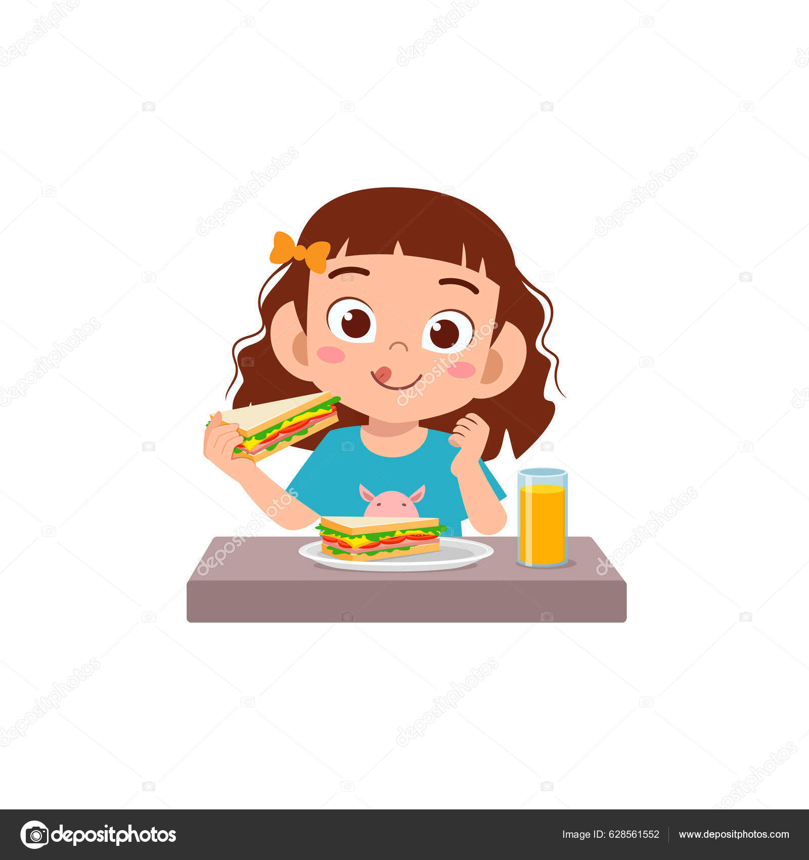 Pequeño Niño Comiendo Sándwich Sentirse Feliz Vector de stock por ...