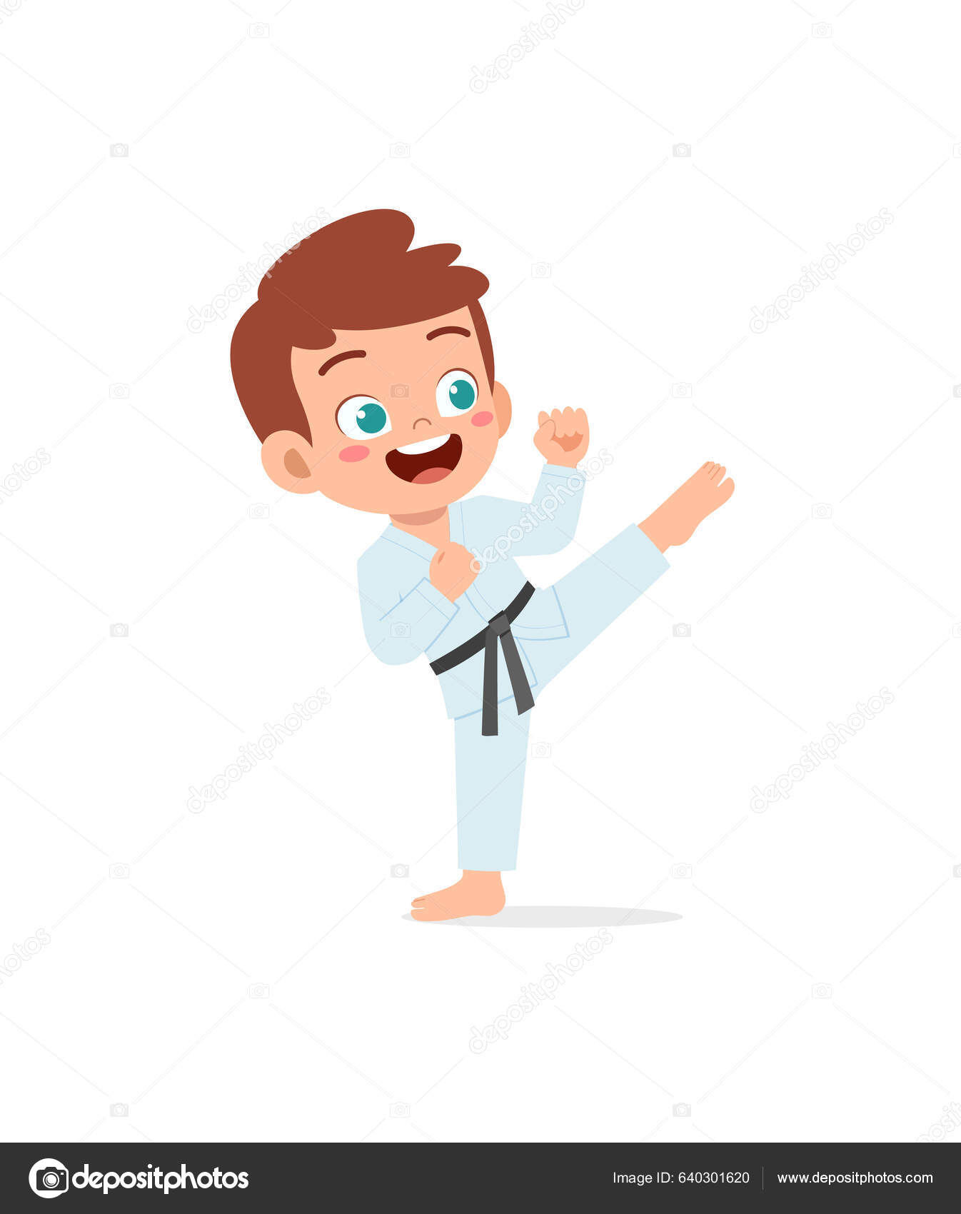 Cute Little Kid Training Showing Karate Pose Vetor de ©colorfuelstudio ...