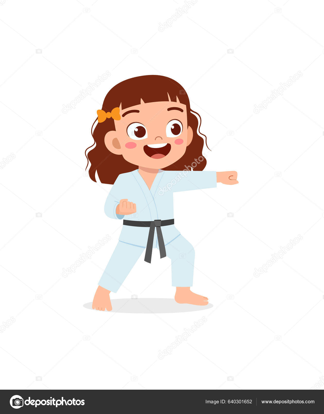 Cute Little Kid Training Showing Karate Pose Vetor de ©colorfuelstudio ...