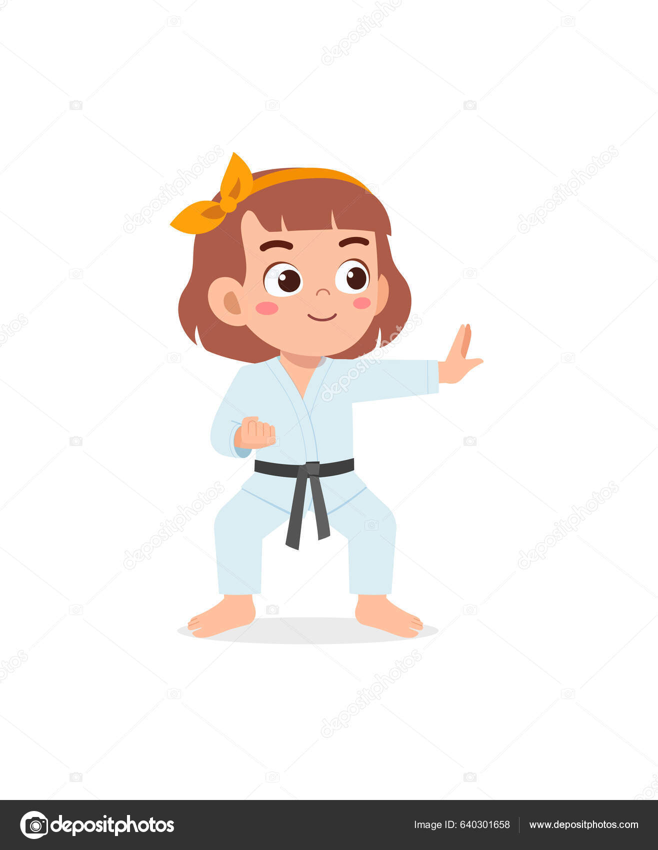 Cute Little Kid Training Showing Karate Pose Vector de stock #640301658 ...