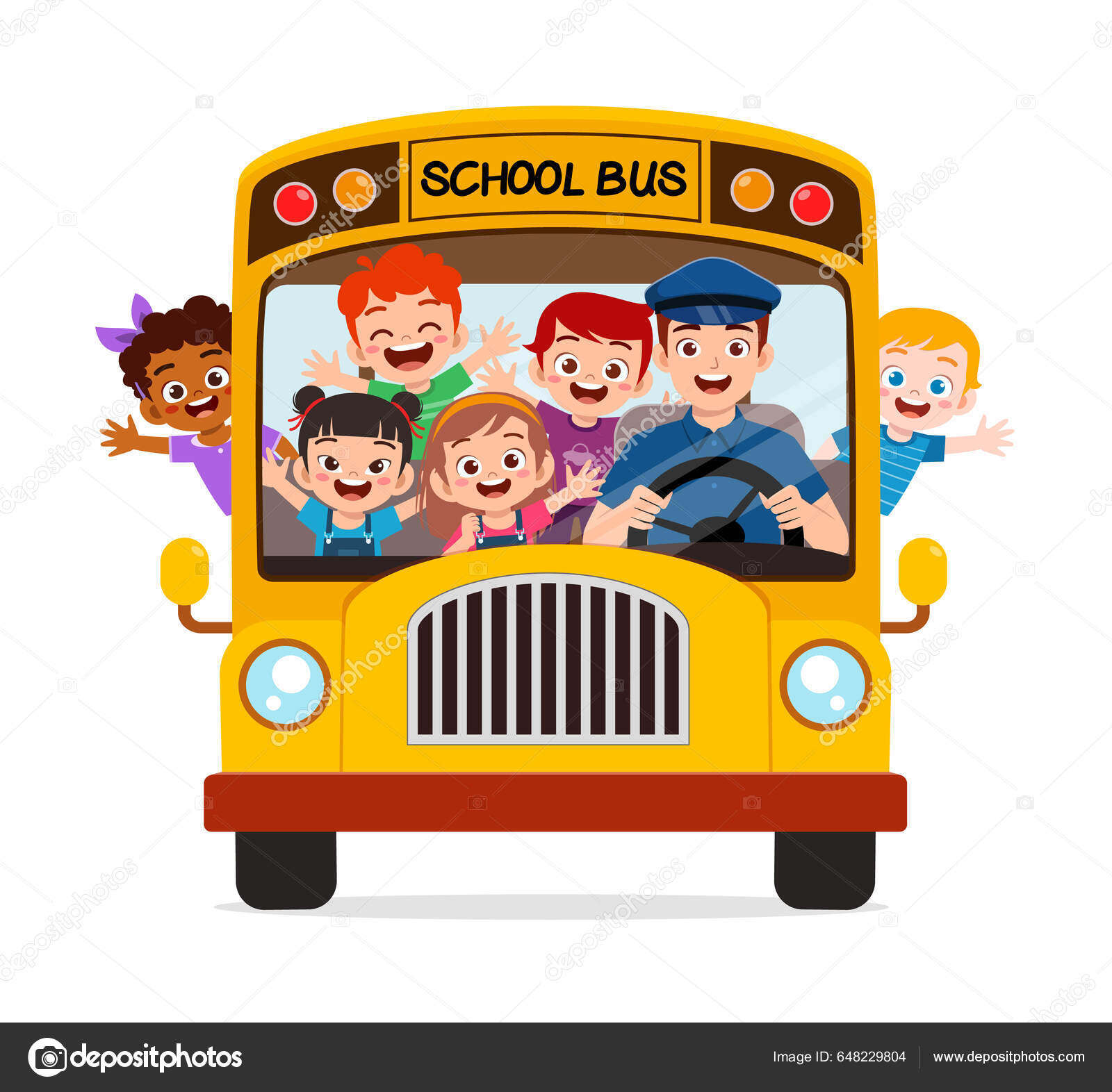 Little Kids Boy Girl Ride School Bus School Stock Vector by ...