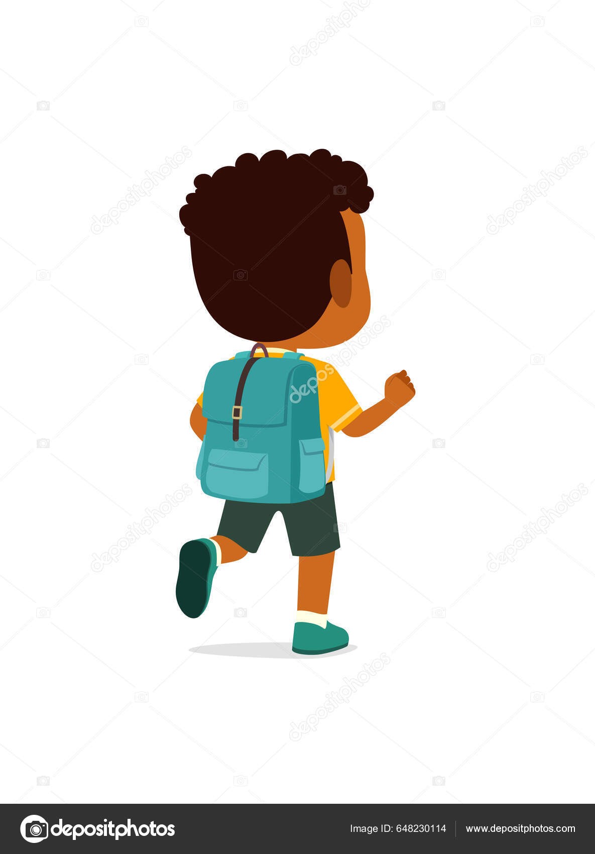 Little Kid School Alone Feel Happy Back View Stock Vector by ...