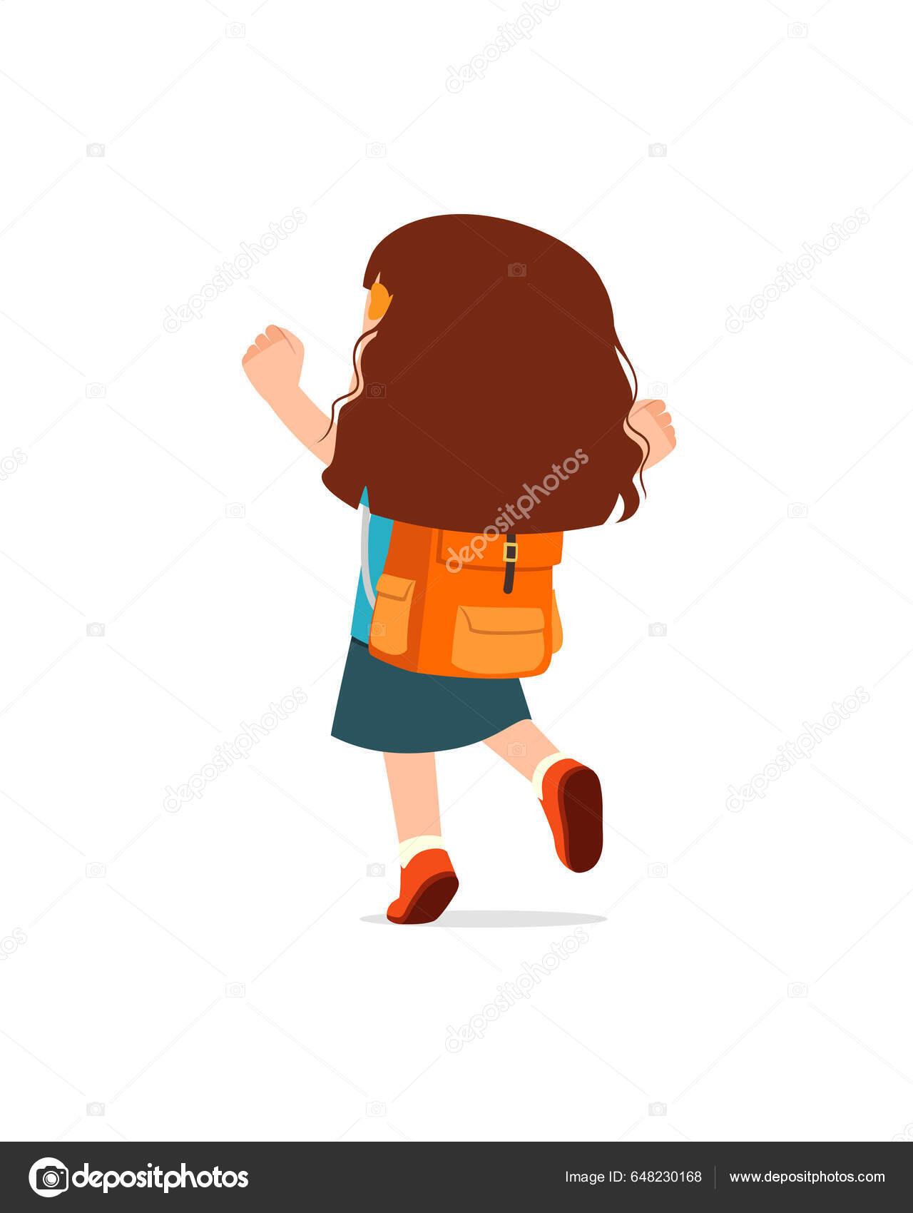 Little Kid School Alone Feel Happy Back View Stock Vector by ...
