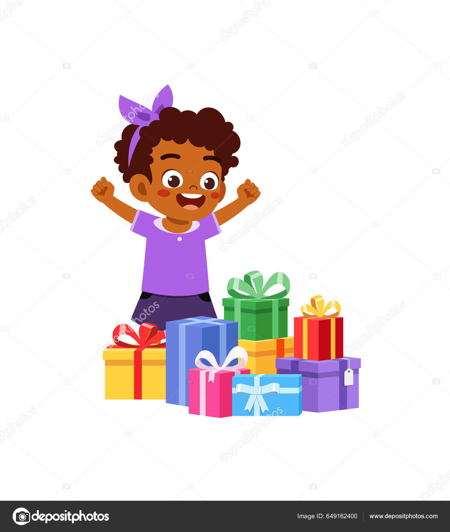 Little Kid Receive Many Gift Box Feel Happy Stock Illustration by ...