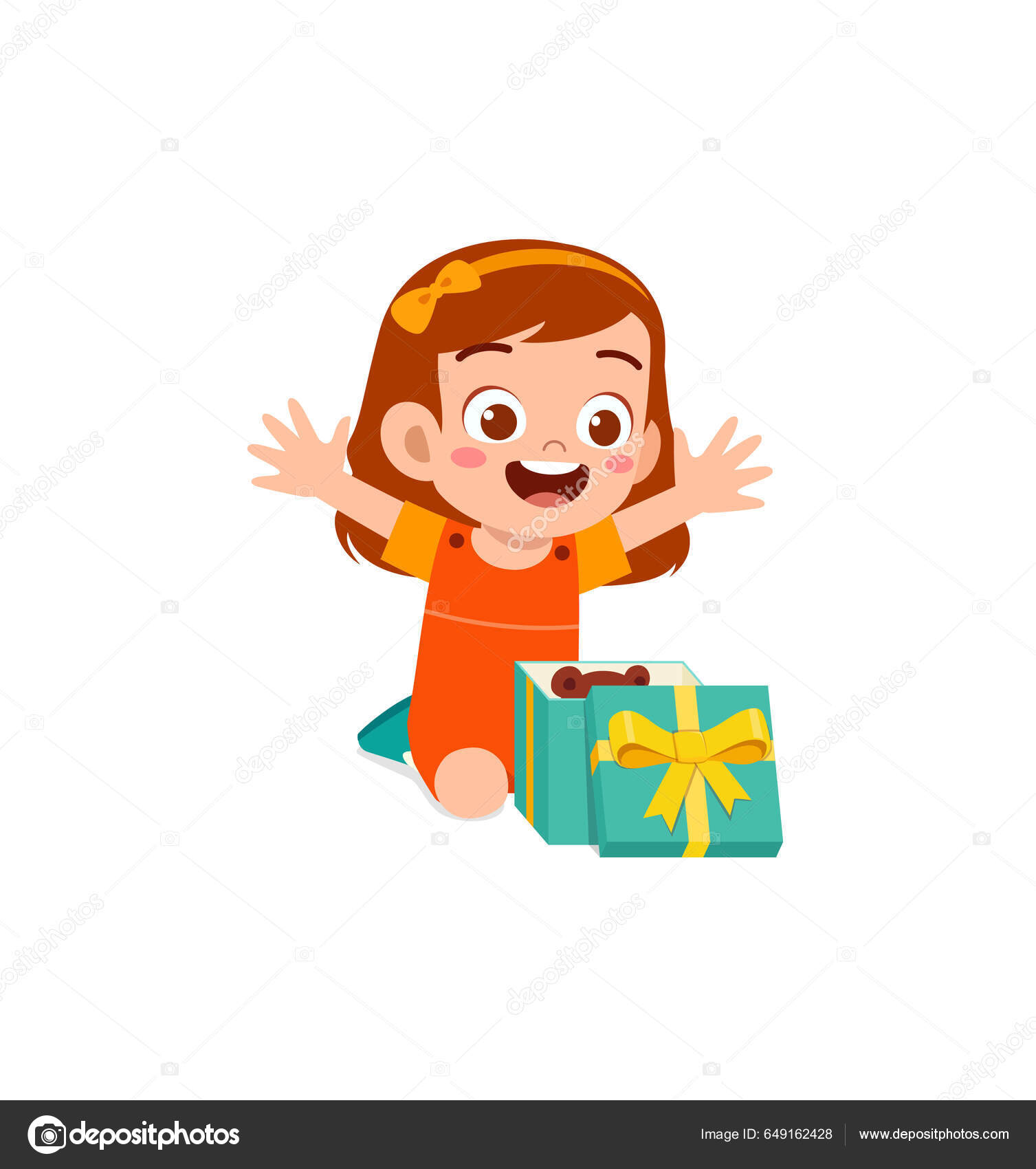 Little Kid Opening Gift Box Feel Happy Stock Vector by ©colorfuelstudio ...