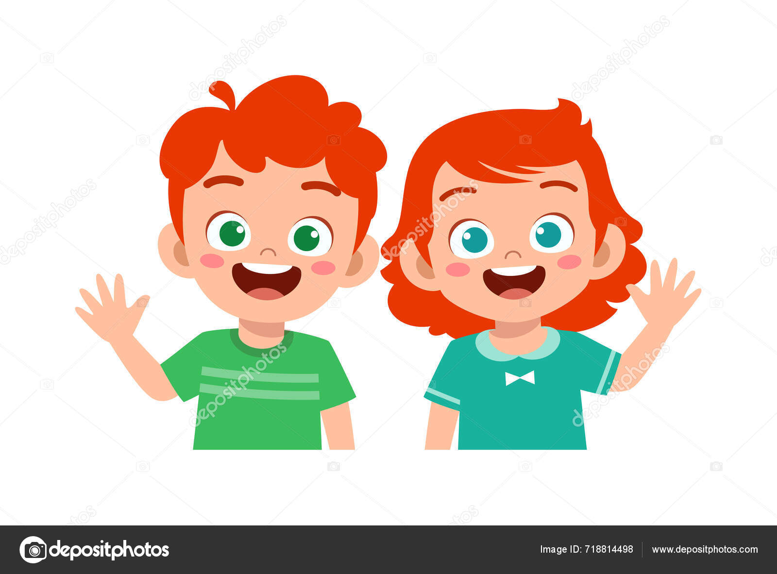 Little Kid Friend Smile Waving Hand Stock Vector by ©colorfuelstudio ...