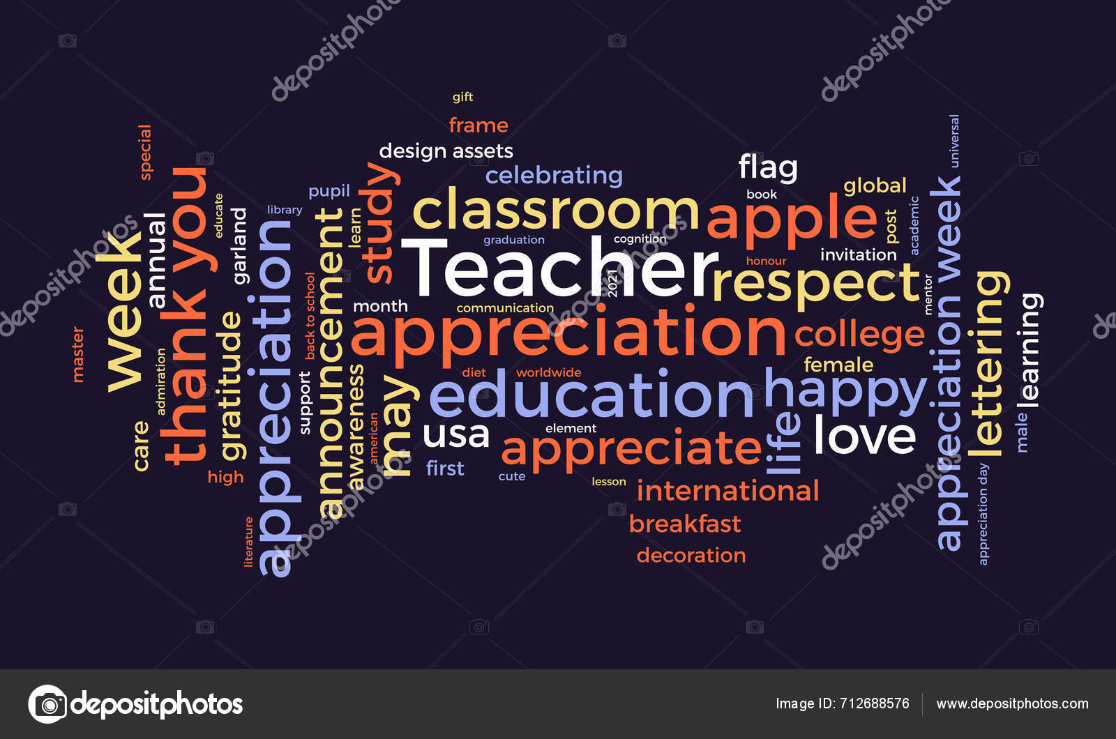 Teacher Appreciation Word Cloud Template Education Concept Vector ...