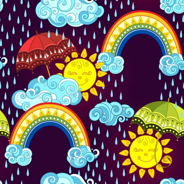 Fairytale Weather Forecast Seamless Pattern Endless Texture Rainy Day ...