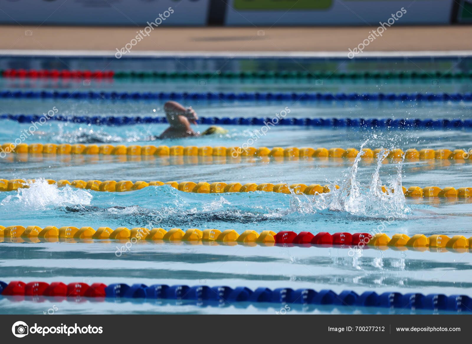 Competitive Swimming Race Progress Athletes Racing Lanes High Speed ...