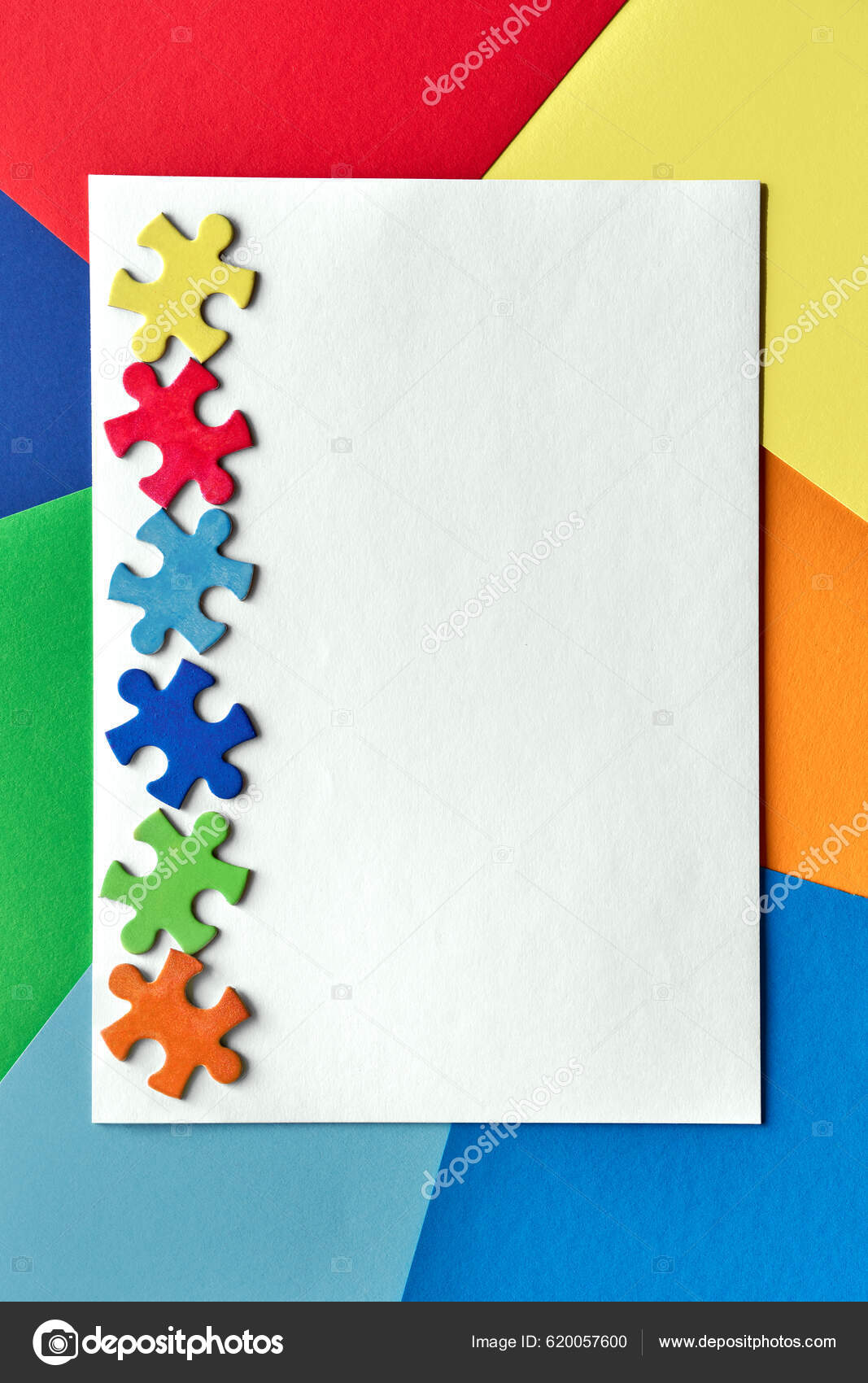 Día Del Autismo Día Mundial Del Autismo Marco Con Piezas — Foto de ...