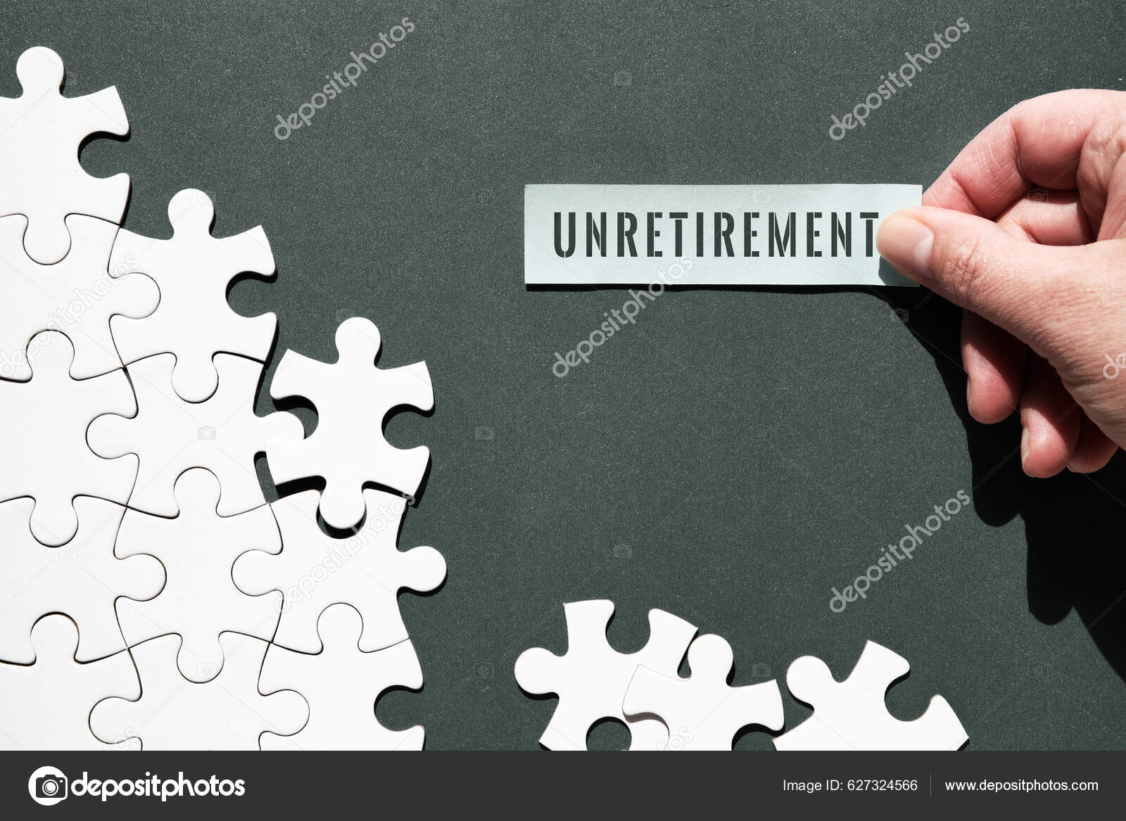 Unretirement Concept Image Puzzle Pieces Half Assembled Separate Hand ...