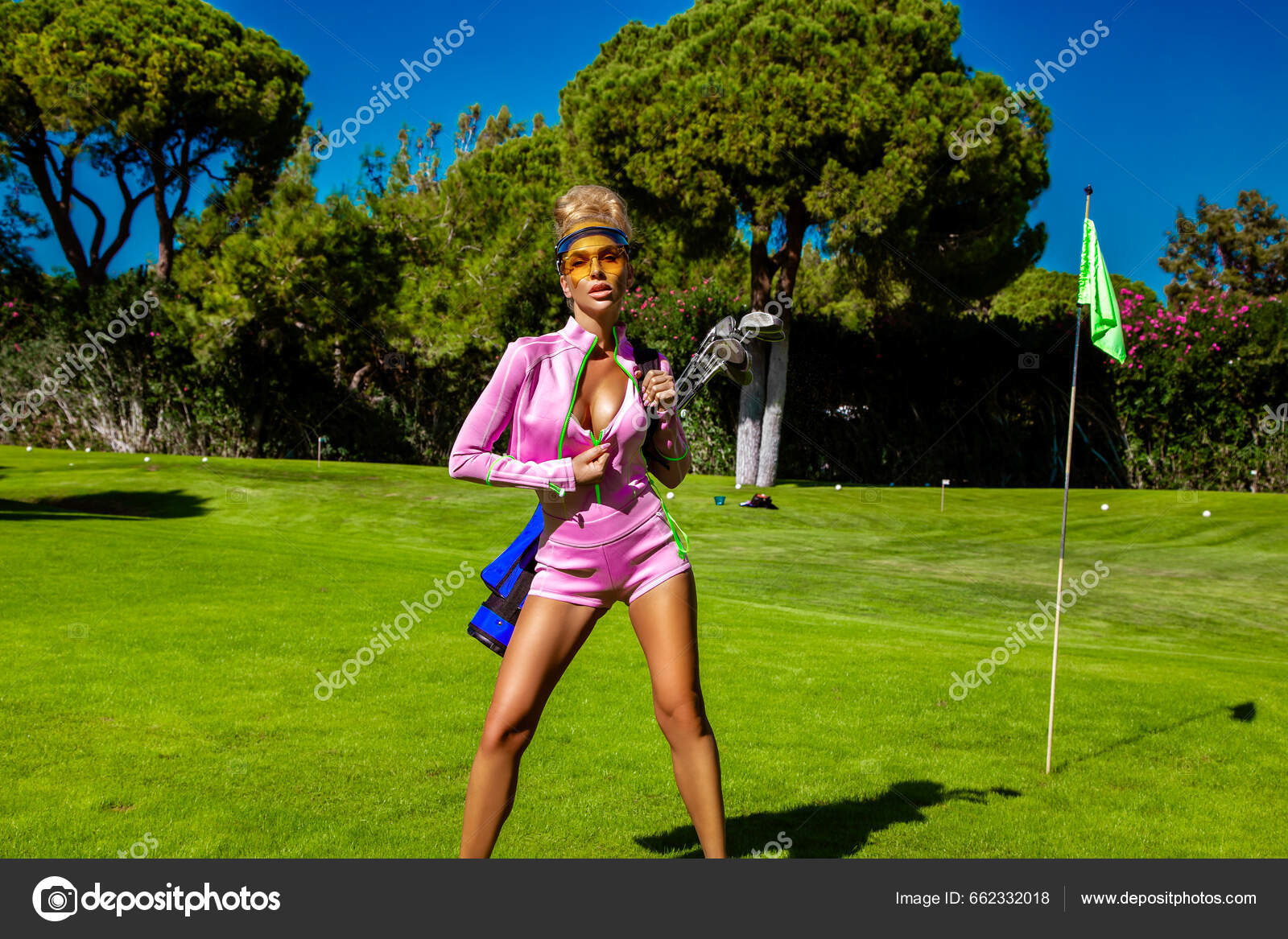 Sexy Golfer Beautiful Hot Sexy Female Golf Player Posing Seductively — Stock Photo © marcink3333 ...