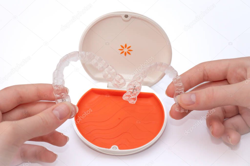 Sydney, Australia, 2022-10-19 Invisalign Vivera retainers in a box ...