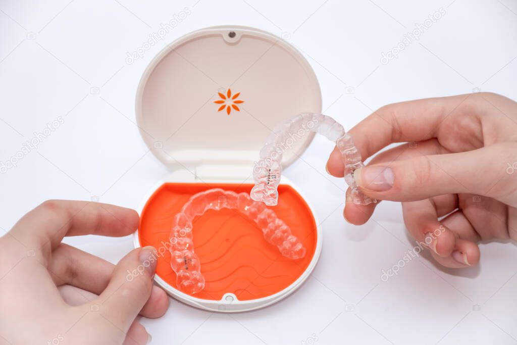 Sydney, Australia, 2022-10-19 Invisalign Vivera retainers in a box ...