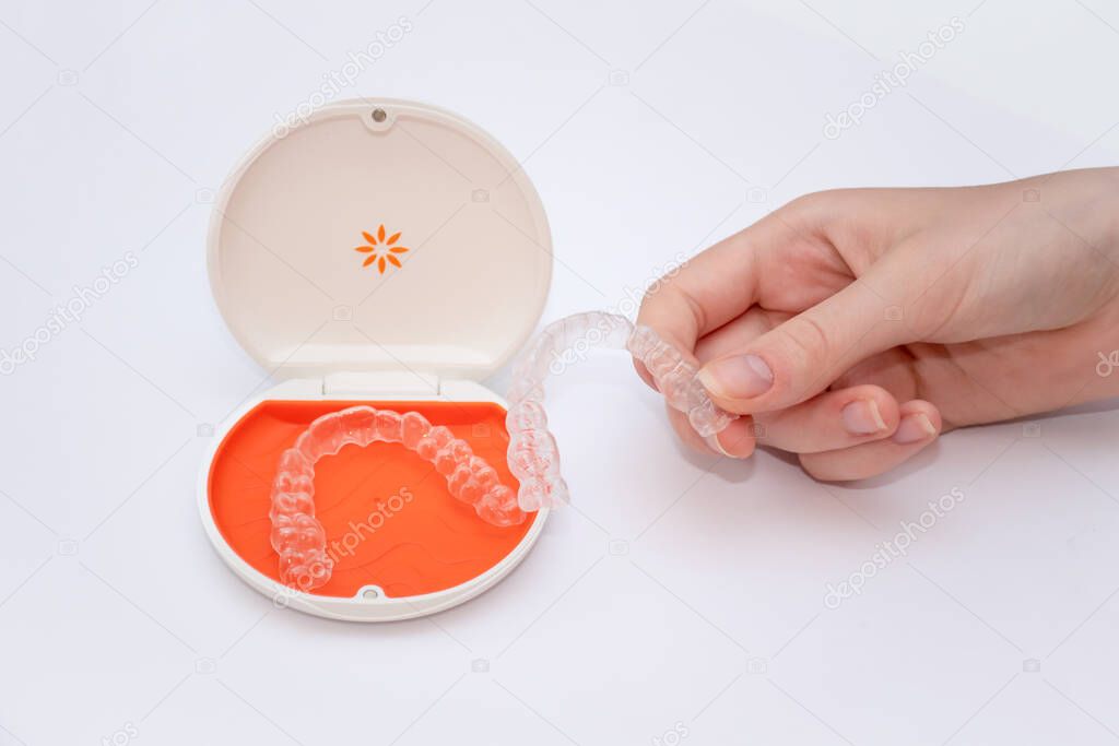 Sydney, Australia, 2022-10-19 Invisalign Vivera retainers in a box ...