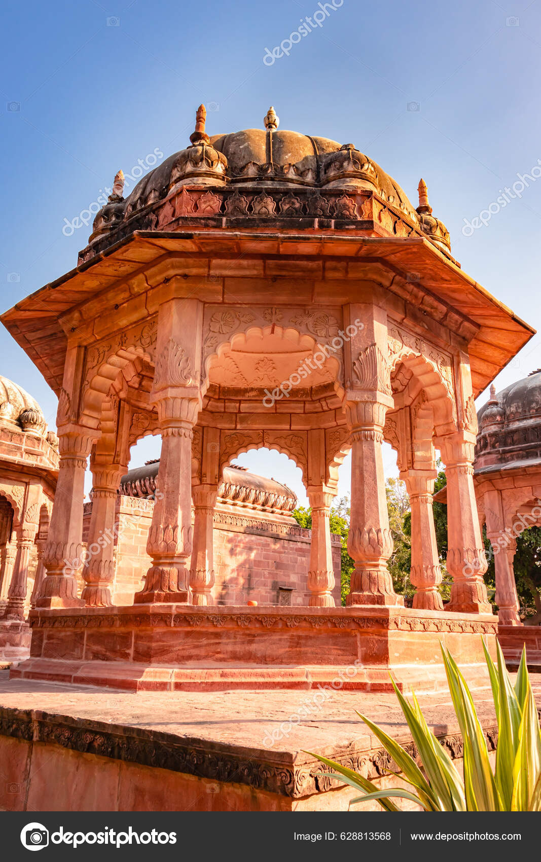 Ancient Hindu Temple Architecture Bright Blue Sky Unique Angle Day ...