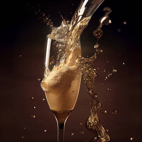 Champagne Explosion With Toast Of Flutes - Stock Image - Everypixel