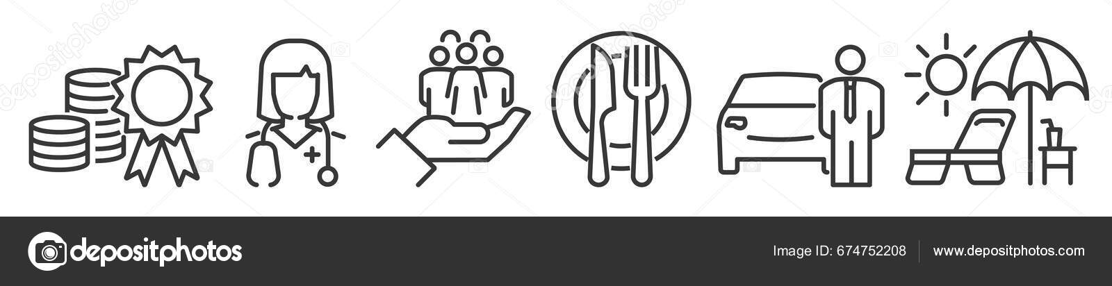 Outline Symbols Signs Employee Benefits Loyalty Program Incentives ...