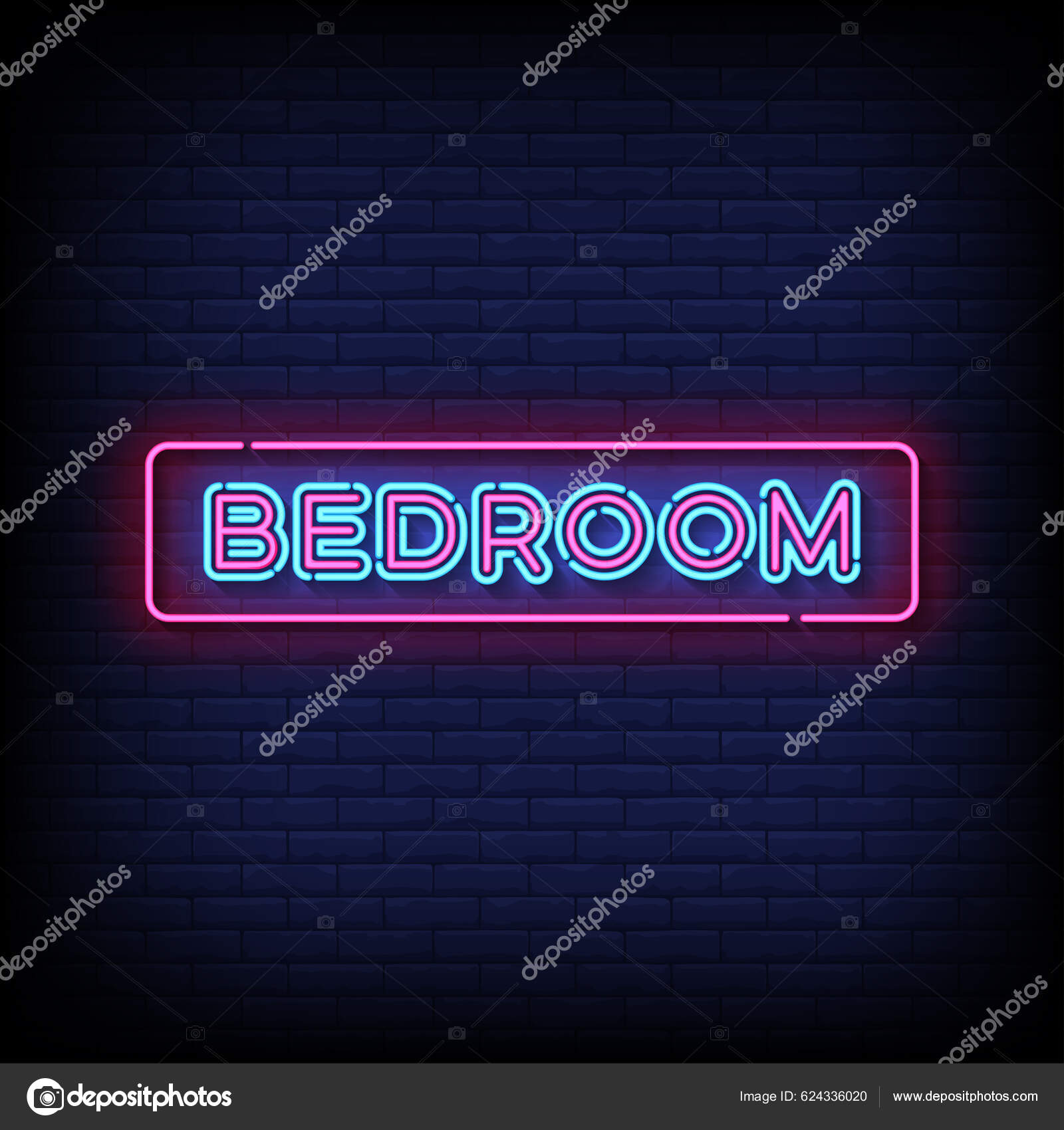 Neon Sign Bedroom Brick Wall Background Vector Stock Vector by ©bohlam ...