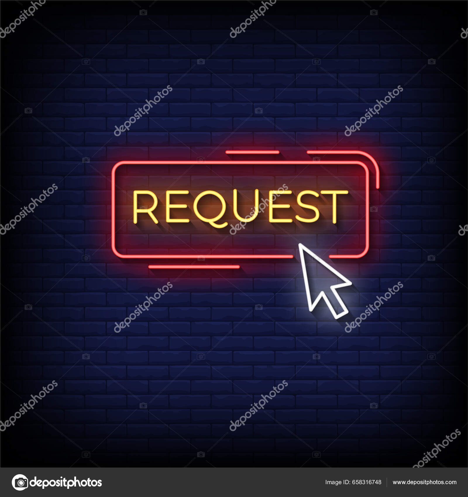 Neon Sign Request Brick Wall Background Vector Stock Vector by ©bohlam ...