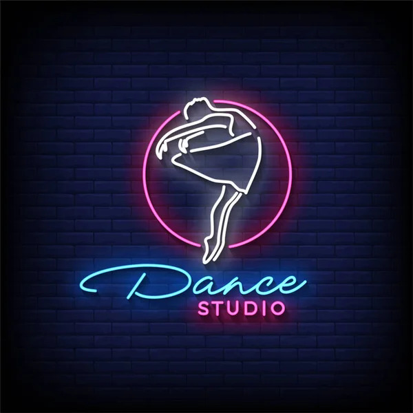 Neon Sign Lets Dance Brick Wall Background Vector Stock Vector by ...