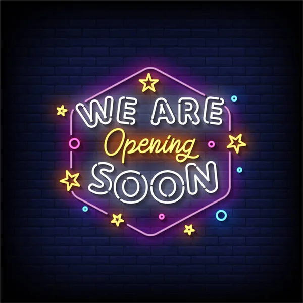 Coming Soon Neon Sign Brick Wall Background Vector Illustration Stock ...