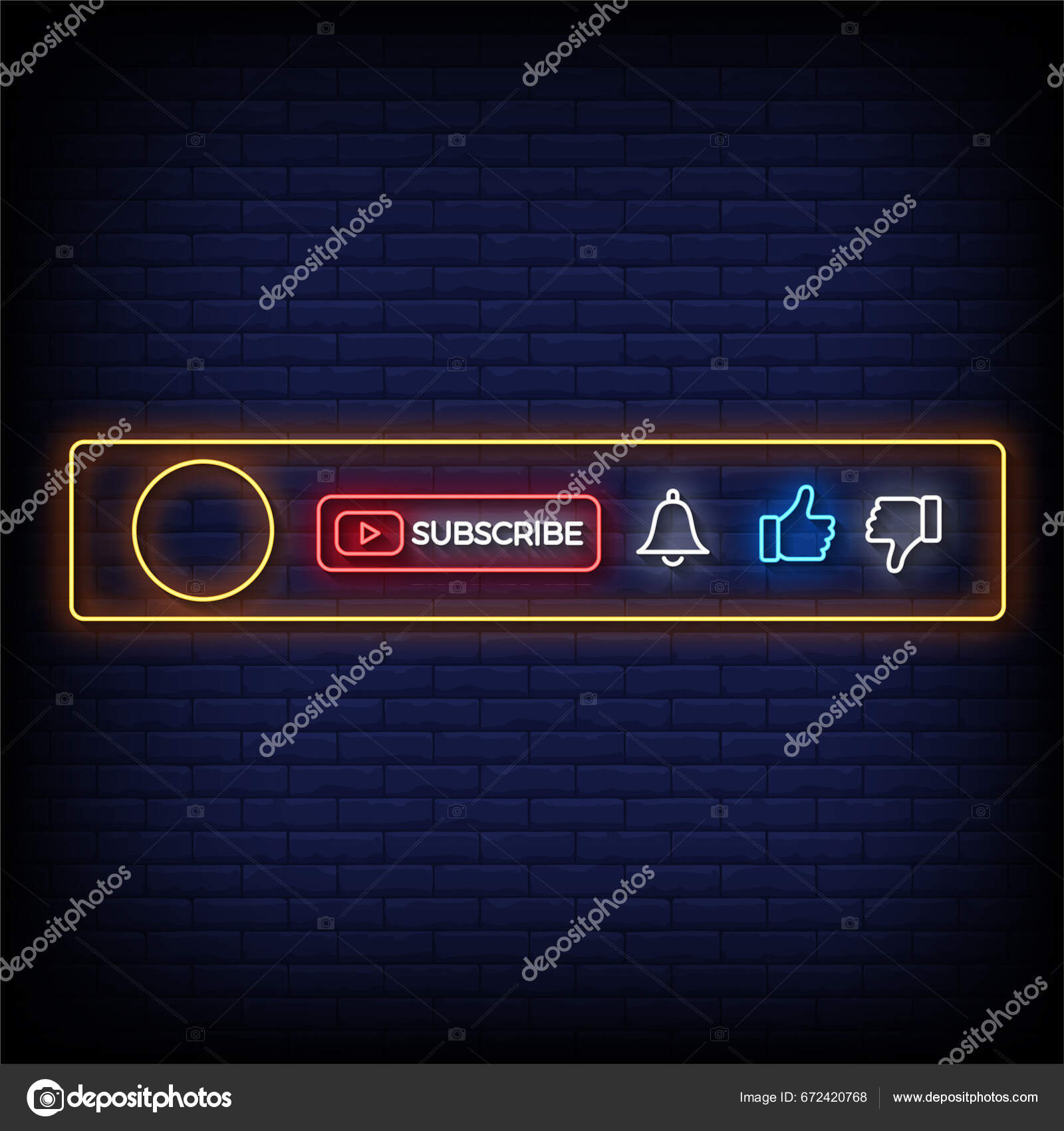 Subscribe Neon Sign Brick Wall Background Vector Stock Vector by ...