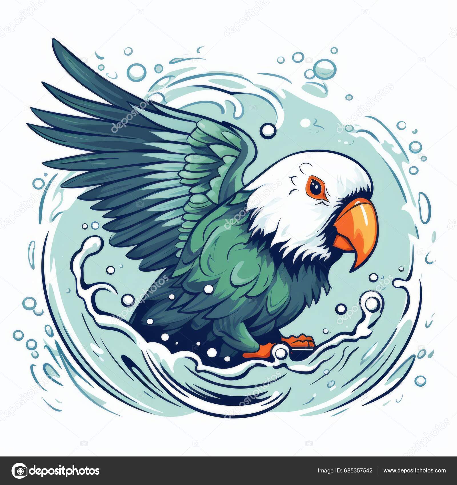 Vector Illustration Cartoon Bird Water Background Stock Vector by ...