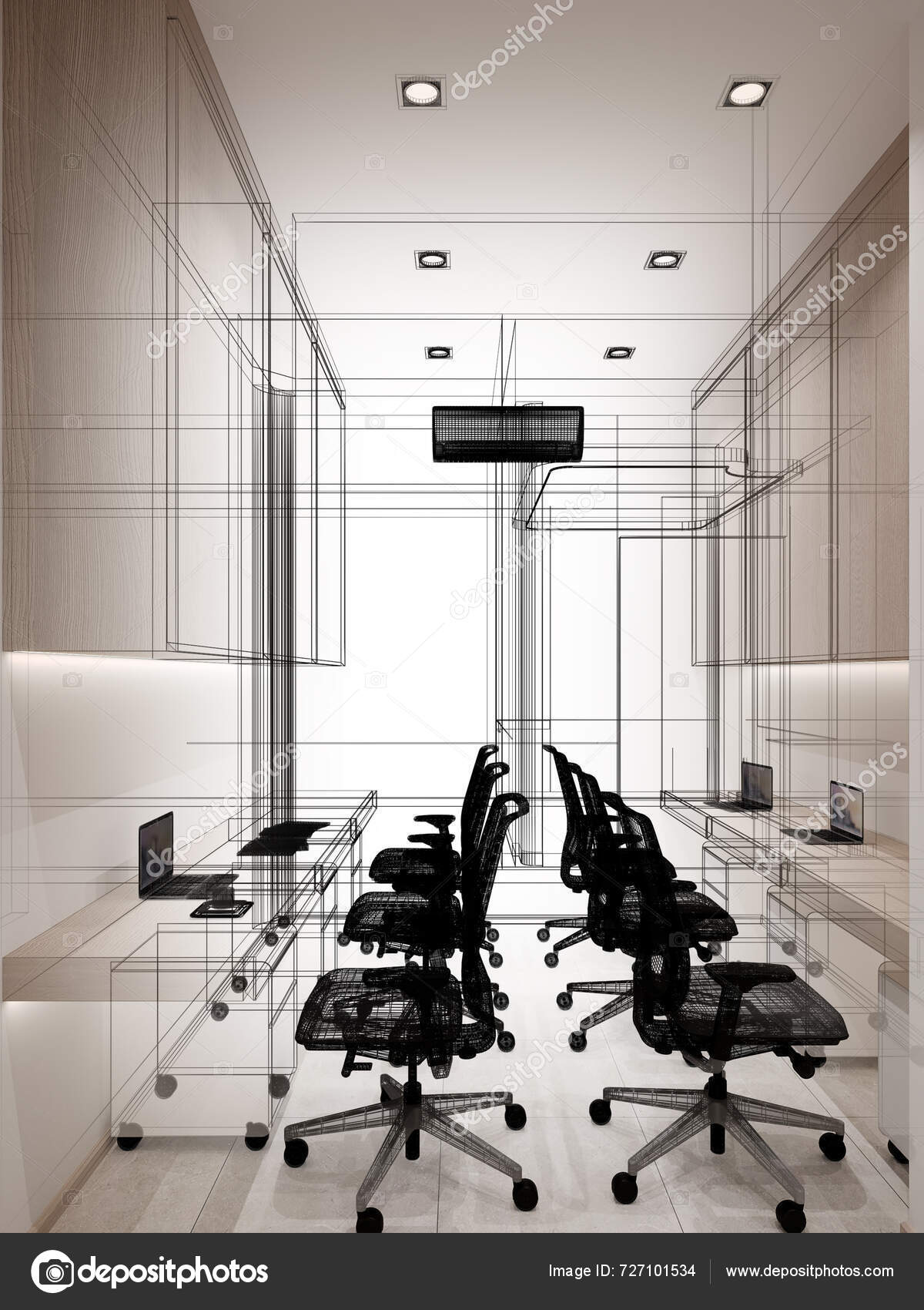 Rendering Interior Design Office — Stock Photo © yaryhee #727101534
