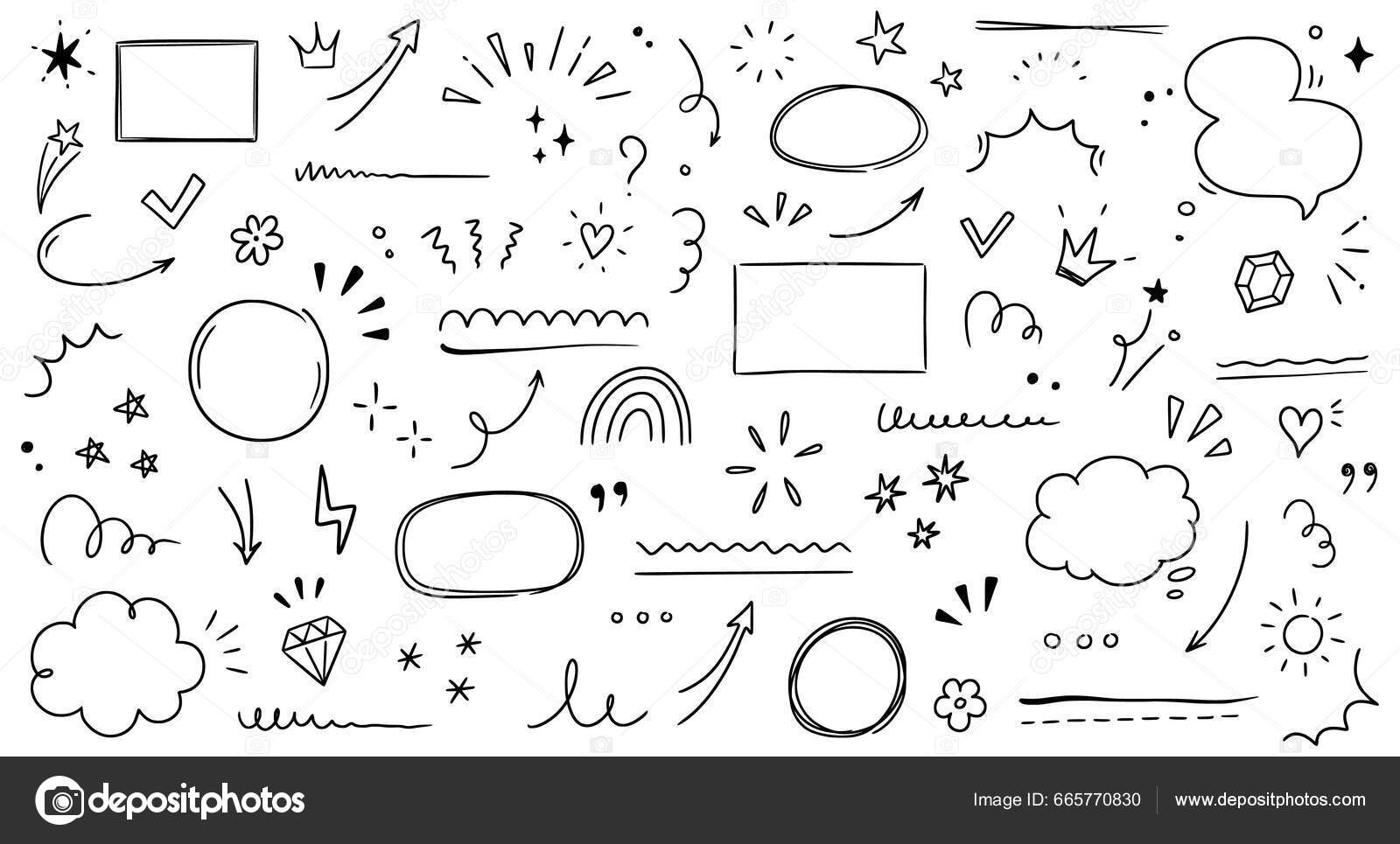 Hand Drawn Line Highlight Speech Bubble Brush Underline Text Emphasis ...