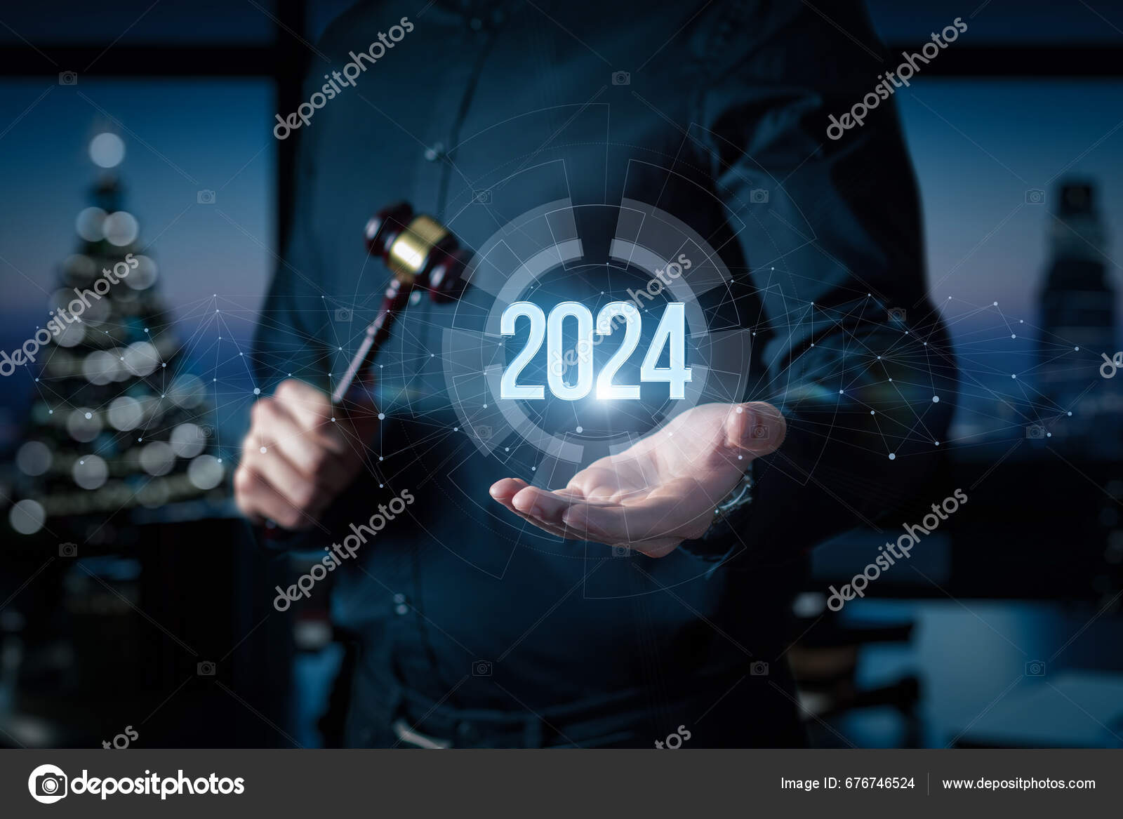 Prawnik Pokazuje Rok 2024 Koncepcja Nowego Roku 2024 — Zdjęcie stockowe ...