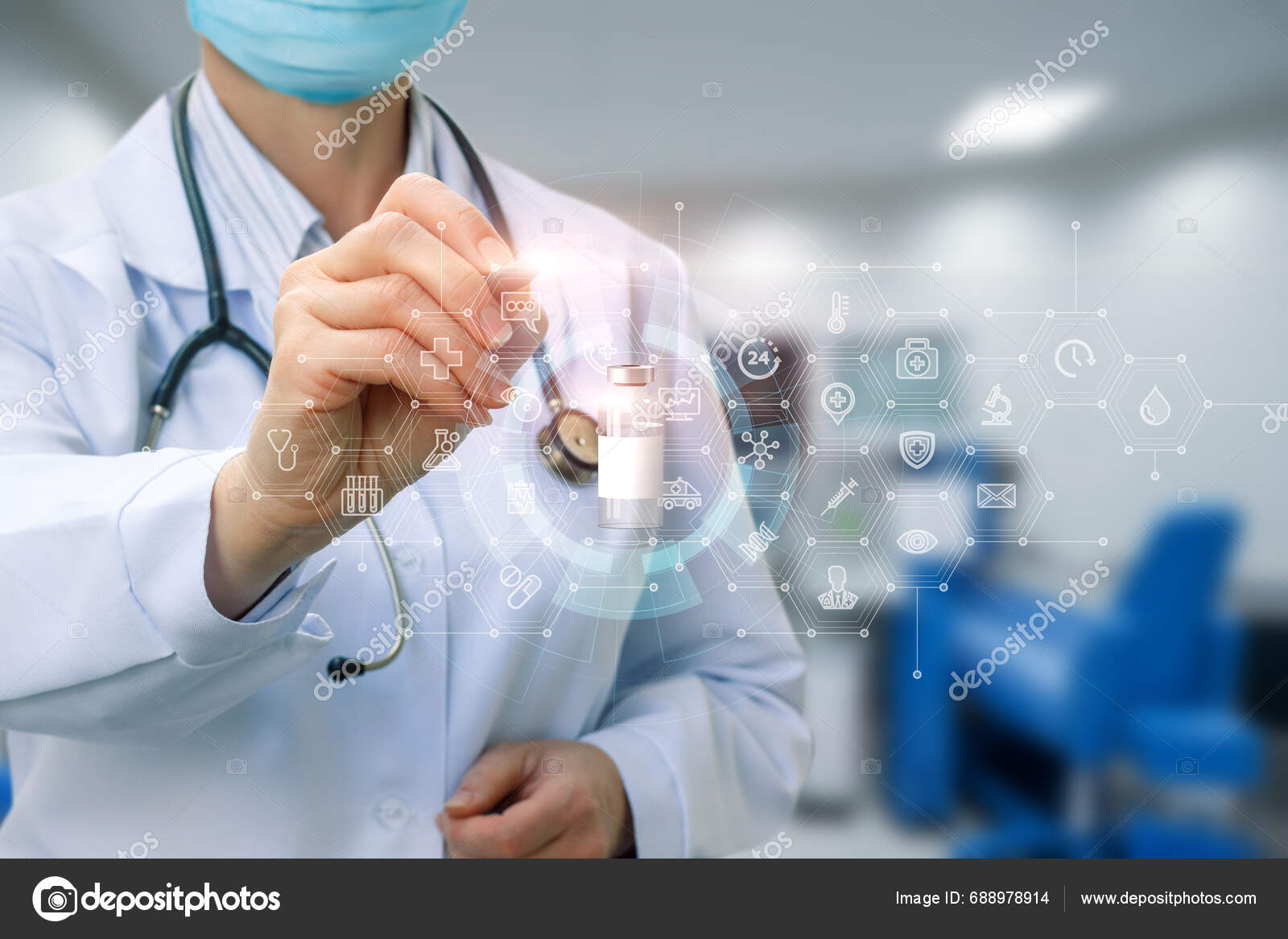 Doctor Draws Treatment Plan Virtual Computer Screen — Stock Photo ...