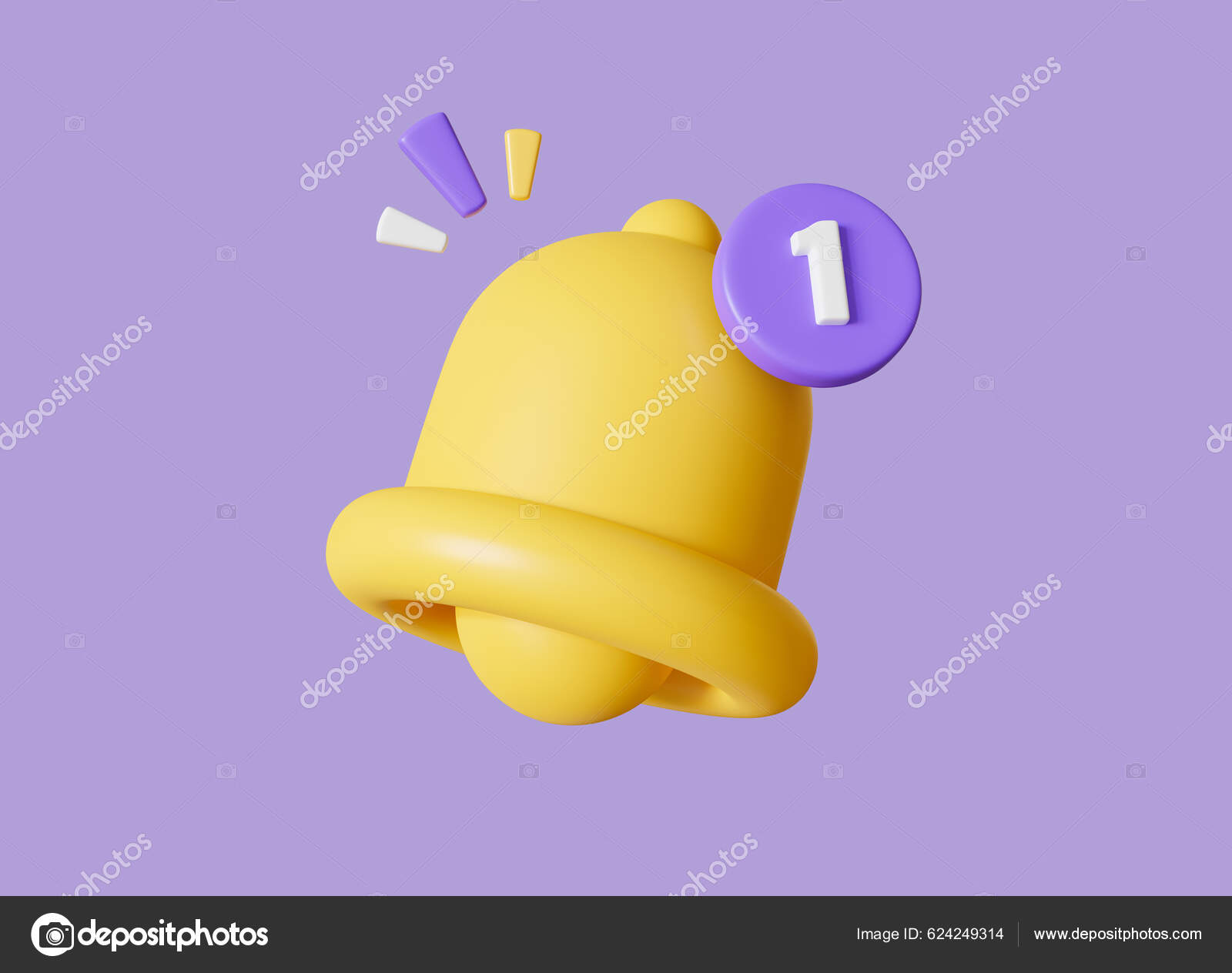 Golden Bell Notification Icon Cartoon Style Concept Receiving ...