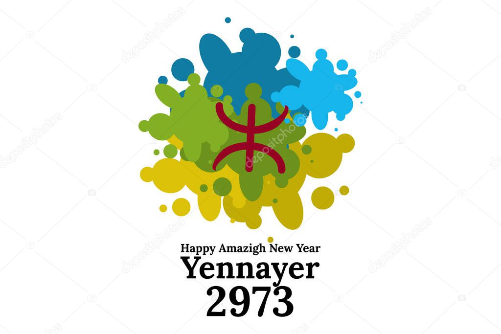 Happy New Amazigh Year. Yennayer 2973. Suitable for greeting card ...