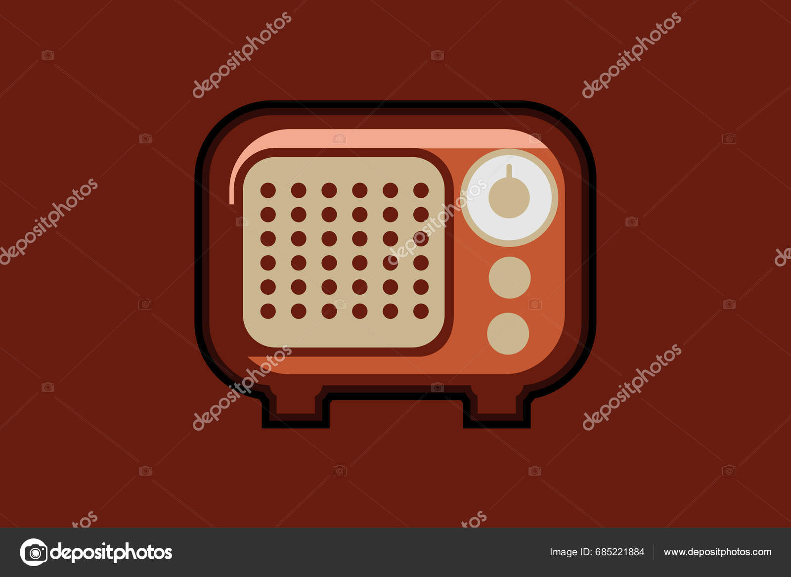 Vintage Radio Retro Radio Vector Illustration Isolated Background ...