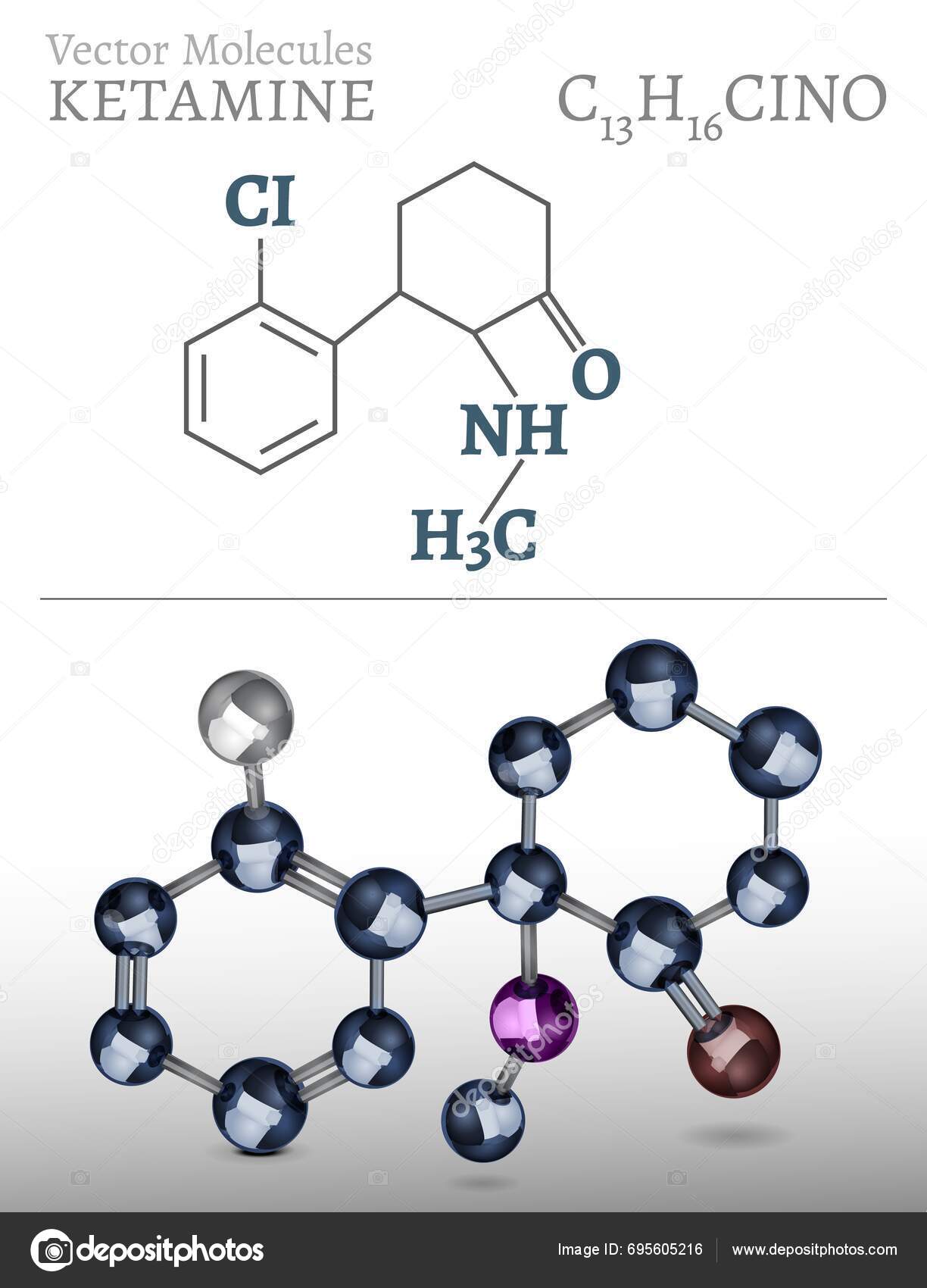 Ketamine Ketalar Molecule Structural Chemical Formula Dissociative ...