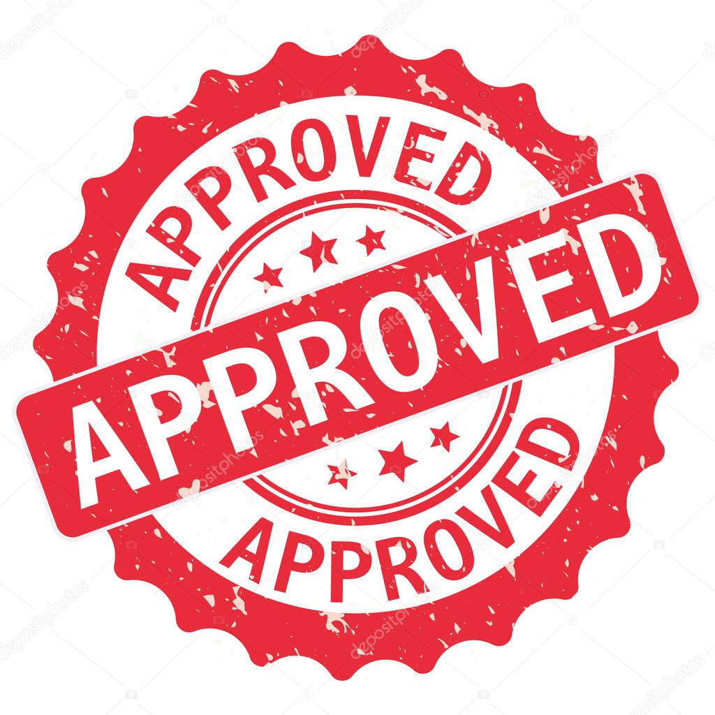 Aprobado grunge retro red isolated stamp on white background ...